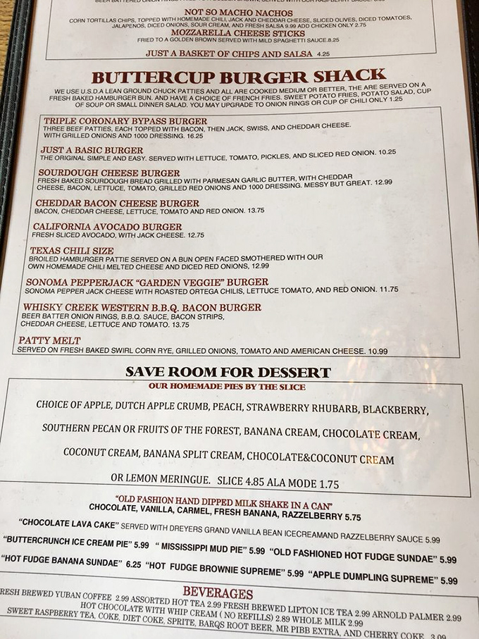 This menu doesn't just list food—it's a manifesto of comfort. The "Triple Coronary Bypass Burger" is both a warning and a challenge.