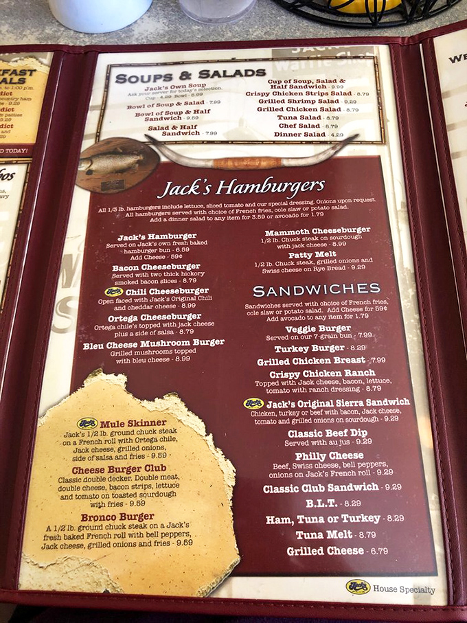 The menu at Jack's reads like a love letter to American classics – burgers, sandwiches, and comfort food that doesn't need fancy descriptions to make your mouth water.