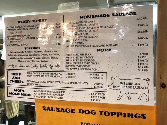 The handwritten menu reads like a love letter to traditional country cooking done right.