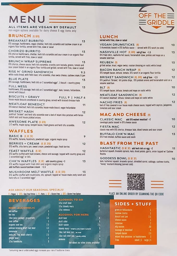 A menu where "vegan by default" isn't an apology but a celebration. Reading it feels like discovering a secret language of plant-based possibility.