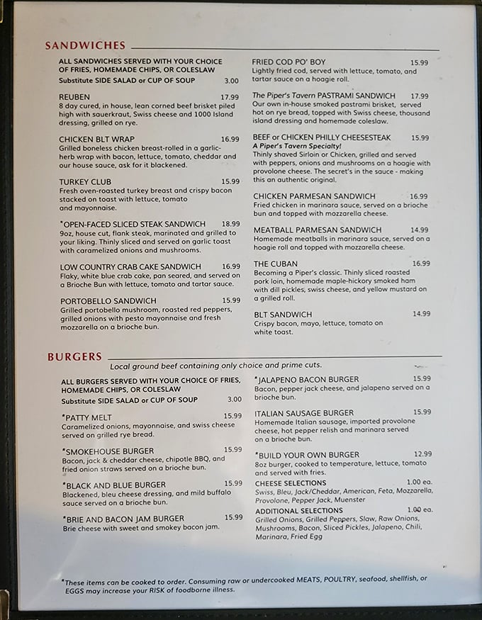 A menu that reads like a love letter to comfort food. The hardest relationship you'll have today is choosing just one dish.
