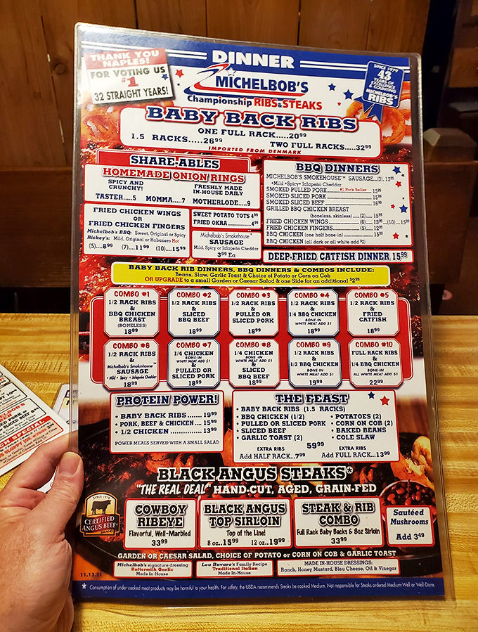 The menu reads like a love letter to carnivores, with enough options to make decisions delightfully difficult.