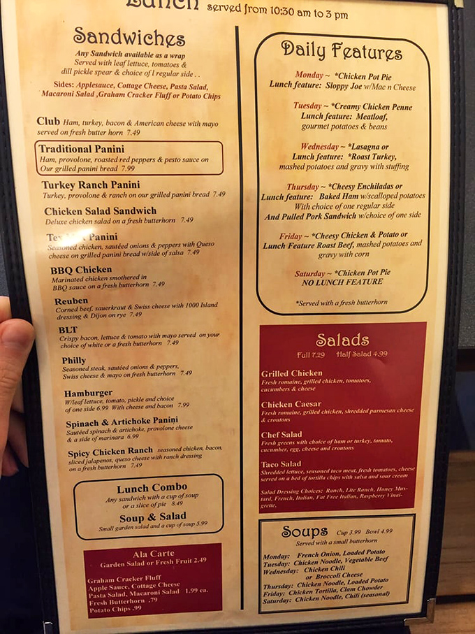 A menu that reads like a love letter to comfort food. Daily specials rotate through the week, ensuring regulars never experience culinary déjà vu.
