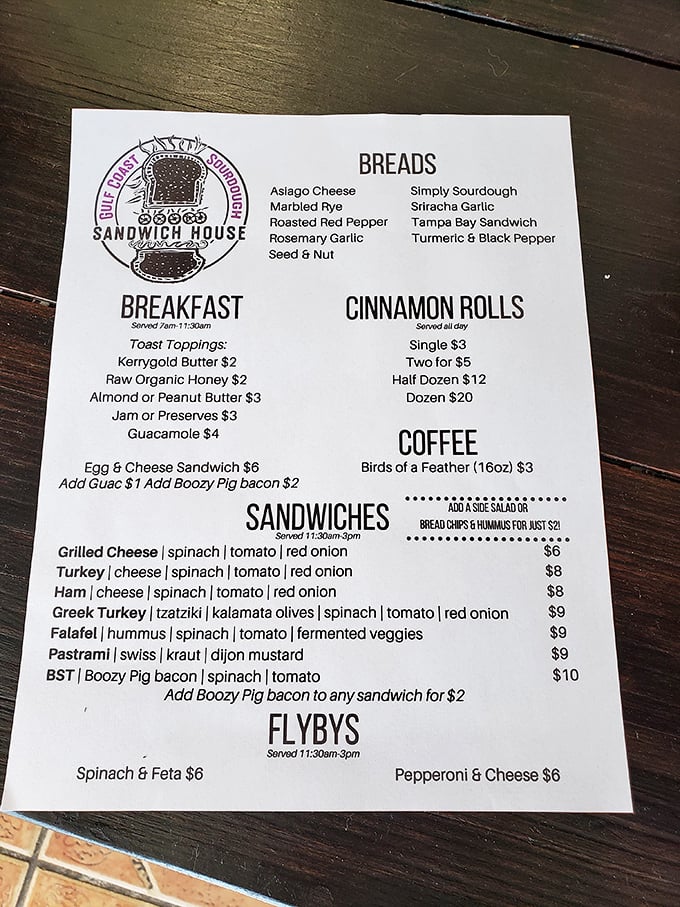 A menu that doesn't require a dictionary or a second mortgage—just straightforward sandwich goodness with that legendary Boozy Pig bacon calling your name.