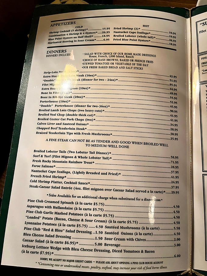 A menu that doesn't need trendy reinvention. These classics have earned their place through decades of consistent excellence rather than Instagram worthiness.