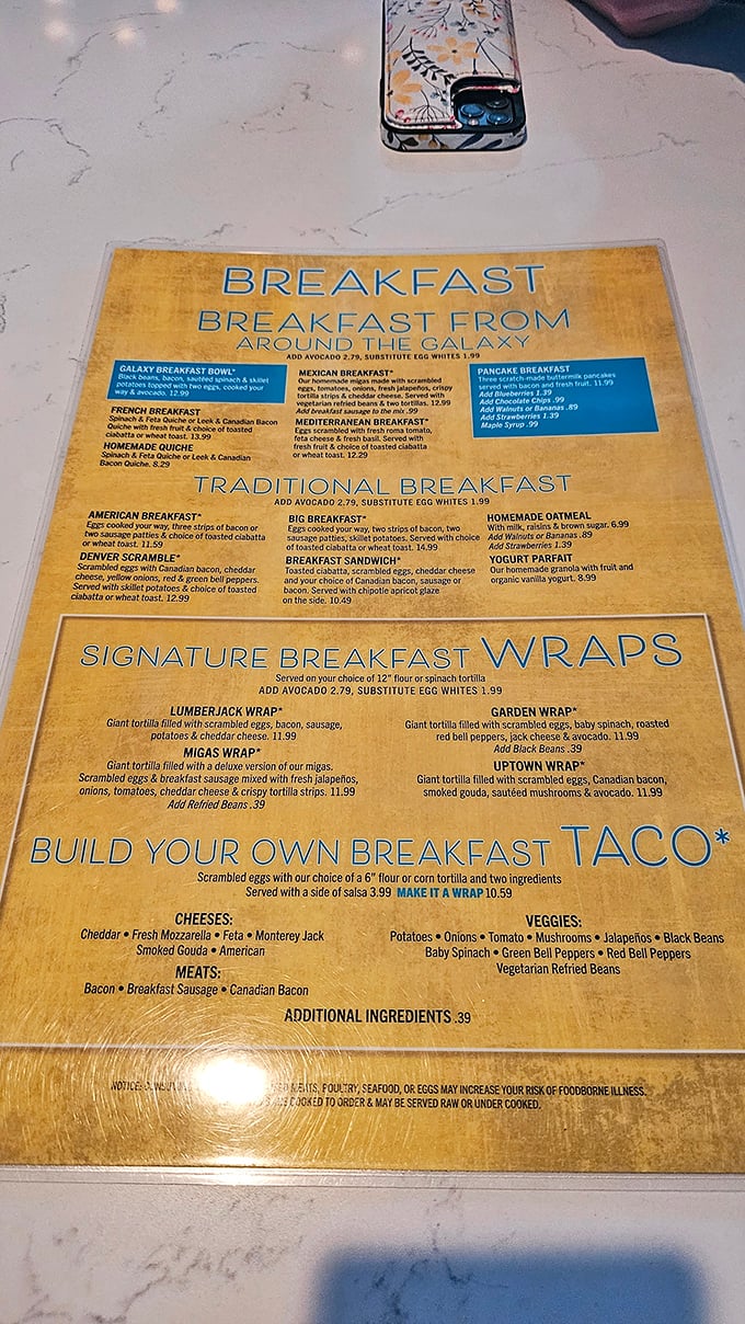 "Breakfast From Around The Galaxy" isn't just clever marketing—it's a promise of morning adventures that span from Mexican to Mediterranean flavors.