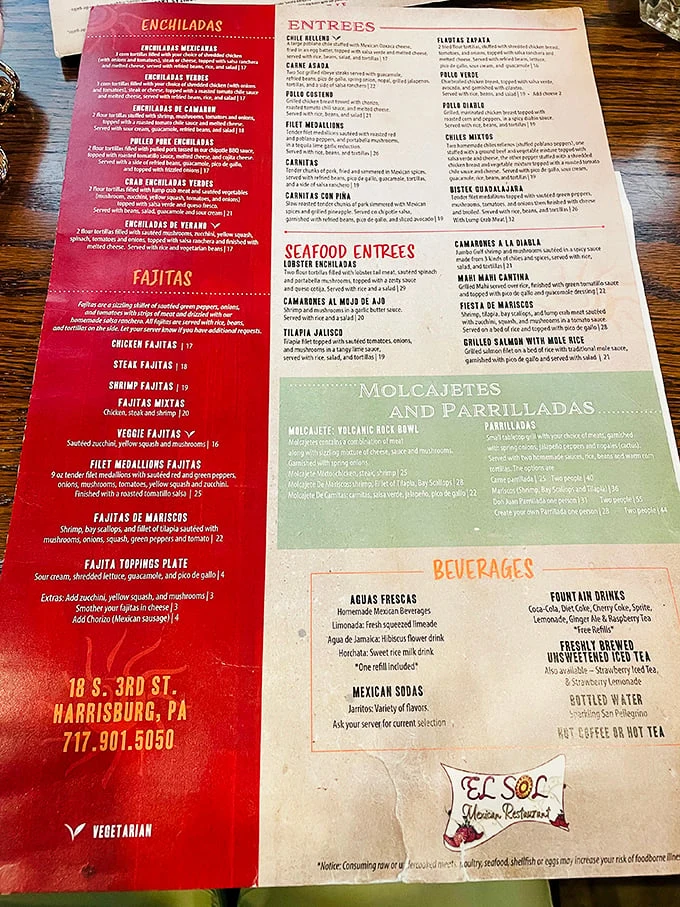 The menu reads like a love letter to Mexican cuisine, with enough options to require strategic planning or multiple visits.