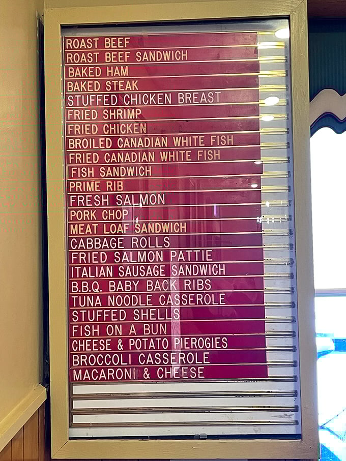 This menu board isn't just a list – it's a roadmap to happiness. No fancy fonts or pretentious descriptions, just straightforward promises of deliciousness.