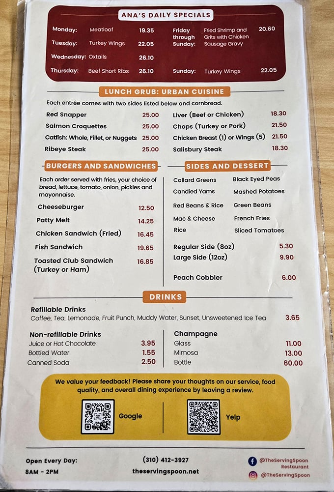 Ana's daily specials read like a love letter to comfort food, promising satisfaction with every bite.