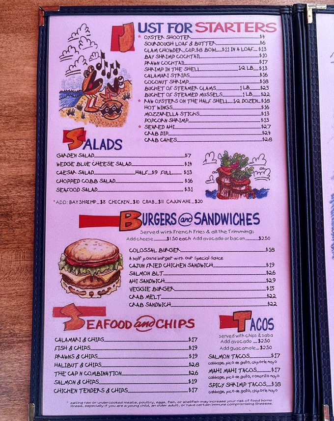 A menu that doesn't need fancy fonts or pretentious descriptions—just straightforward seafood treasures waiting to be discovered.