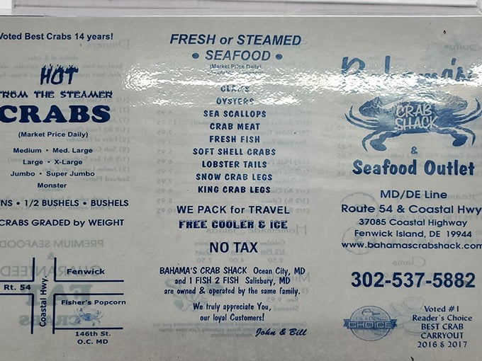 This menu isn't just a list—it's a maritime manifesto. "We pack for travel" might be the most beautiful four words in the English language.