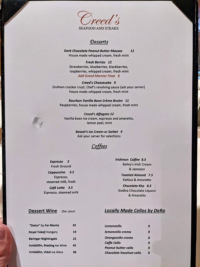 The dessert menu reads like a love letter to indulgence. That Affogato is calling my name louder than my cardiologist.