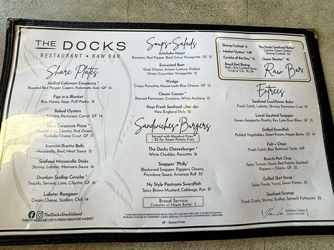 A menu that reads like a love letter to the ocean. Decision paralysis has never been so delicious.