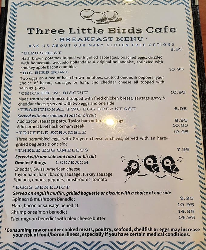 A menu that reads like poetry to breakfast lovers—the Bird's Nest alone is worth setting your alarm for.