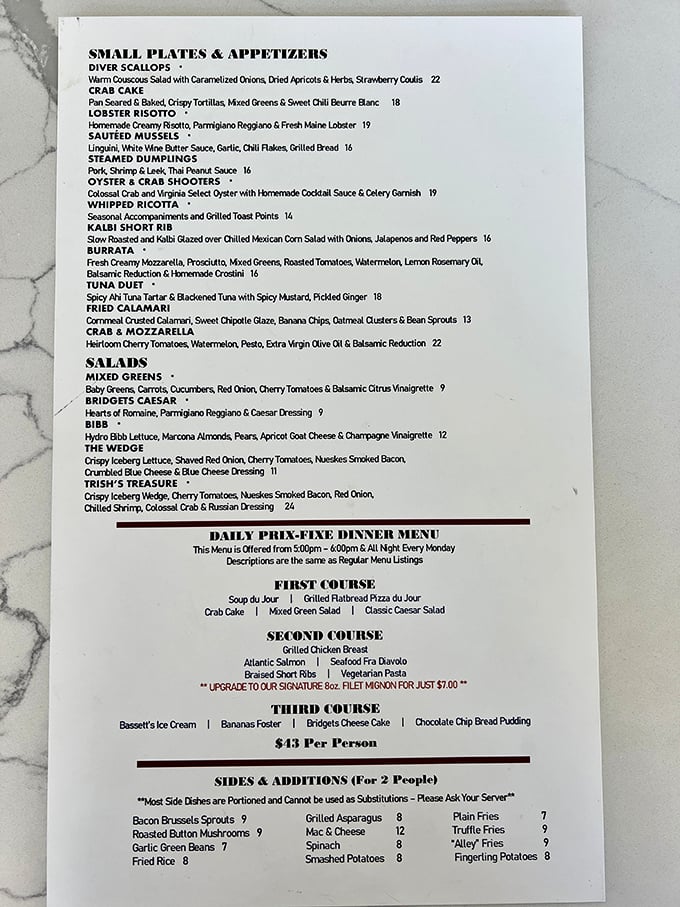 This menu isn't just a list of dishes – it's a roadmap to happiness. The lobster risotto alone is worth canceling other plans for.