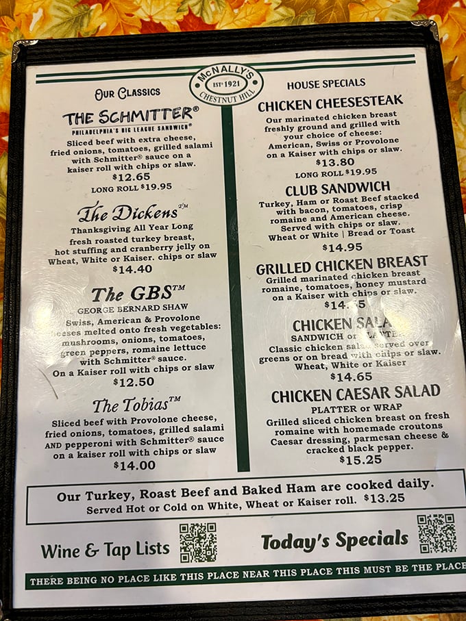 A menu that reads like poetry to the hungry. Each named sandwich tells a story, with the legendary Schmitter® playing the starring role.