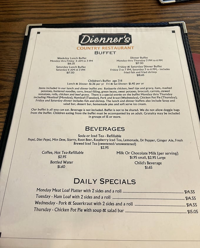 Daily specials that read like a love letter to Pennsylvania Dutch cuisine—Thursday's chicken pot pie might just be worth planning your week around.