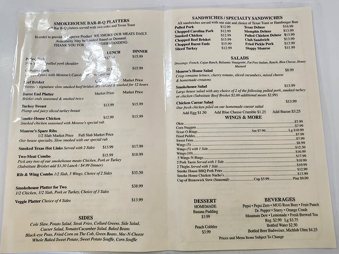 This menu isn't just a list—it's a roadmap to happiness. Choose your own adventure, but remember: that pulled pork is calling your name.