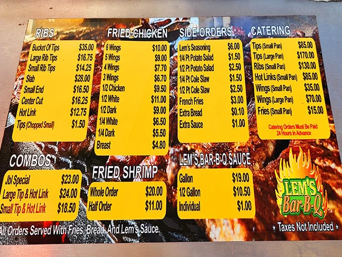 A menu board that cuts to the chase—no fancy descriptions needed when your reputation spans generations.