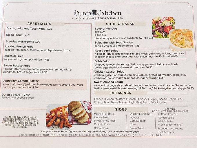 This menu isn't just a list of food—it's a roadmap to happiness with a side of mashed potatoes.