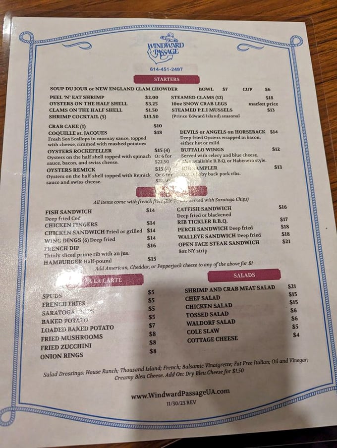The menu reads like a love letter to seafood enthusiasts – from Devils or Angels on Horseback to that legendary perch sandwich, culinary adventure awaits.