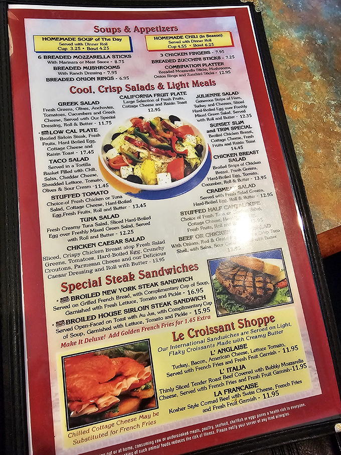 This menu is like a greatest hits album of American comfort food. No molecular gastronomy or deconstructed nonsense—just the classics done right.