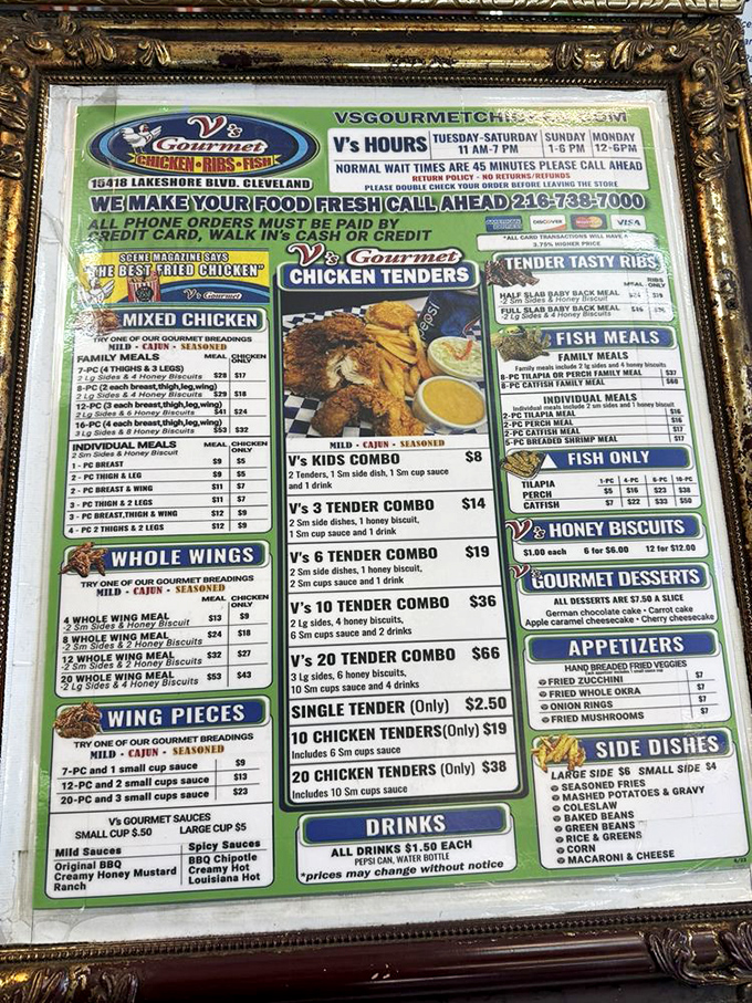 The menu, framed like a masterpiece, offers a roadmap to poultry paradise. Decisions, decisions – all deliciously difficult.