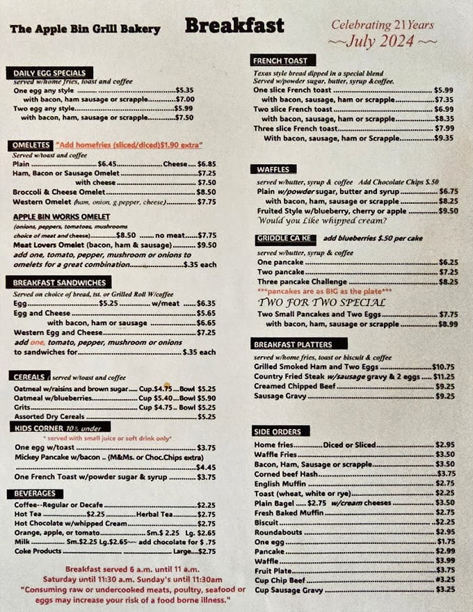 This menu isn't just a list of food—it's a roadmap to happiness. The breakfast section alone could sustain you through a Pennsylvania winter.