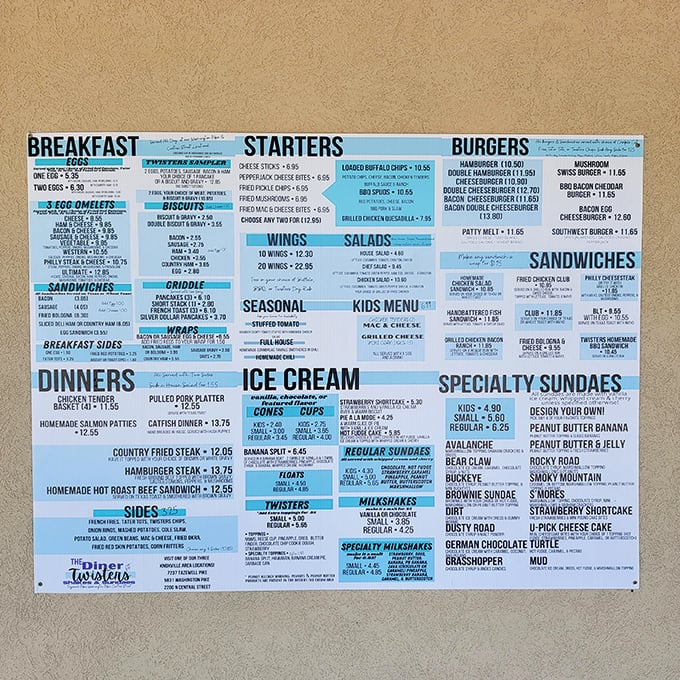 This menu isn't just a list—it's a roadmap to happiness. The specialty sundaes section alone requires strategic planning and multiple visits.