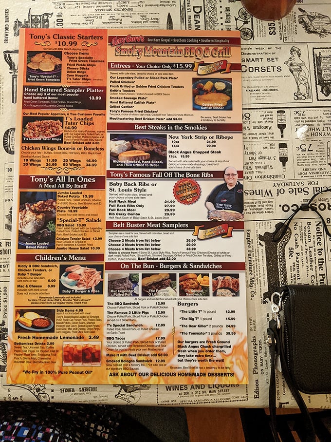 This menu isn't just reading material—it's a roadmap to happiness with detours through BBQ bliss and comfort food nirvana.
