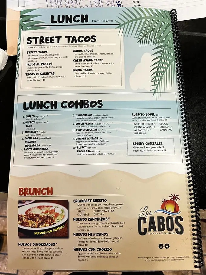 The menu reads like a love letter to Mexican cuisine. Street tacos, lunch combos, and breakfast burritos—decisions have never been so deliciously difficult.
