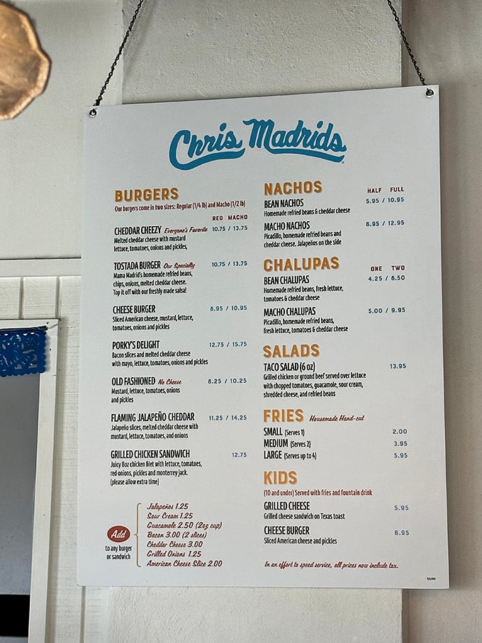The menu board – a roadmap to happiness. Notice how "Cheddar Cheezy" is rightfully labeled "Everyone's Favorite."