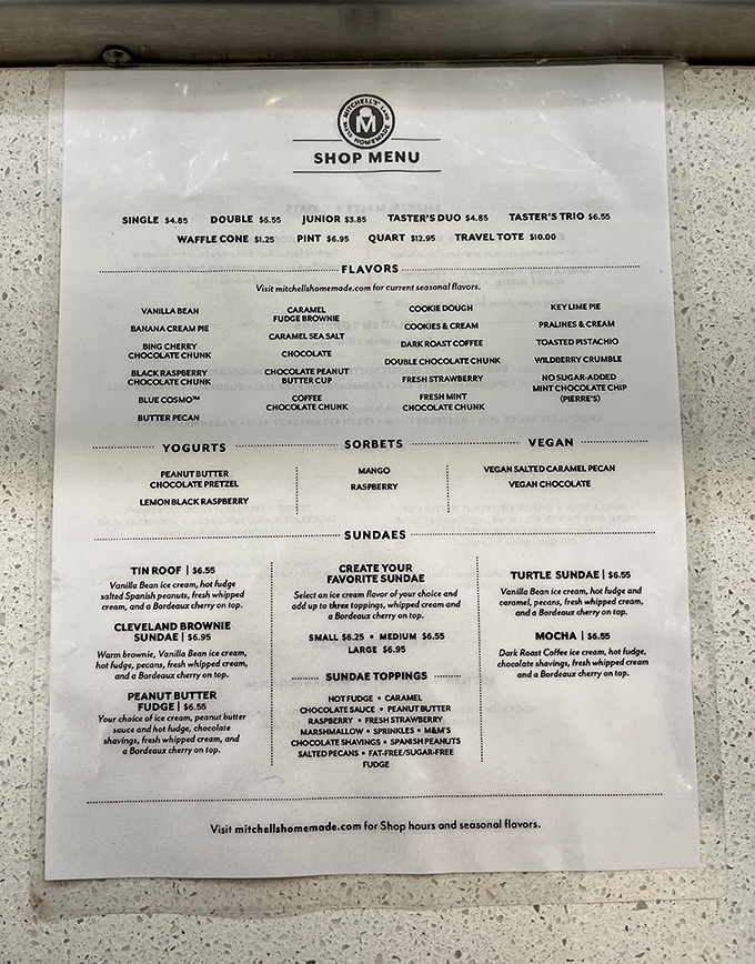This menu isn't just a list—it's a roadmap to happiness with flavors that make choosing just one scoop a delicious dilemma.