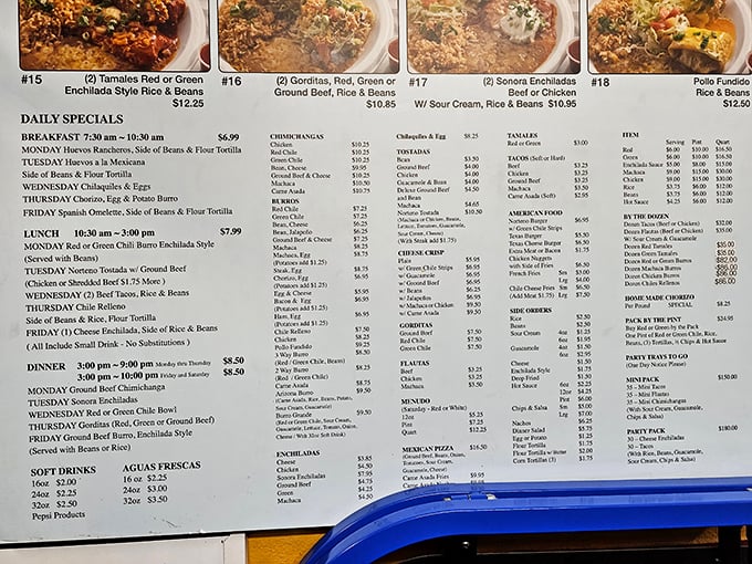 The menu board at El Norteño reads like a love letter to traditional Mexican cuisine. Decision paralysis has never been so delicious.