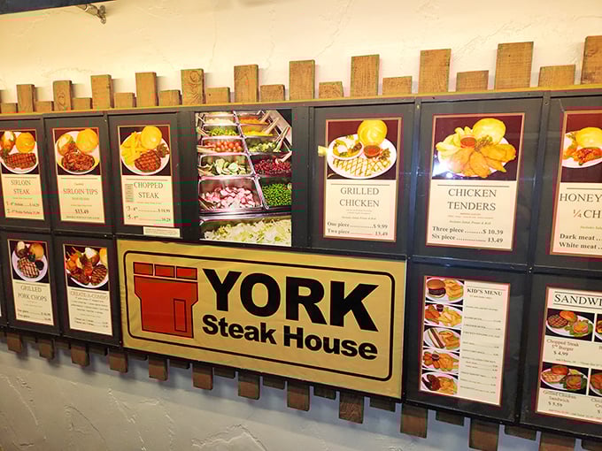 This illuminated menu board is the roadmap to happiness—showcasing colorful photos of actual meals you'll receive, not those mythical "advertising only" versions from fast food joints.