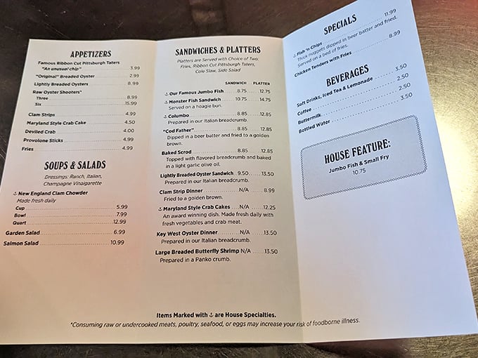 A menu that doesn't need fancy fonts or flowery descriptions—just straightforward deliciousness that's stood the test of time.