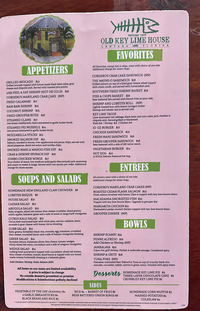 This menu isn't just a list of food – it's a love letter to Florida's coastal bounty. Seafood heaven awaits!