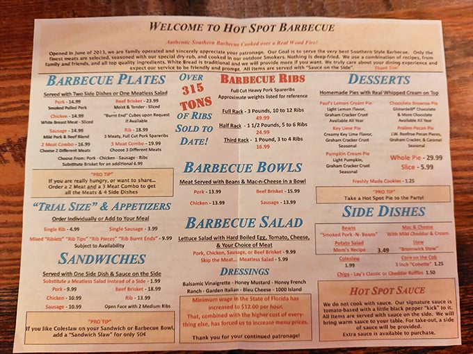 This menu isn't just a list of options—it's a roadmap to happiness with "tons of ribs" as the ultimate destination.
