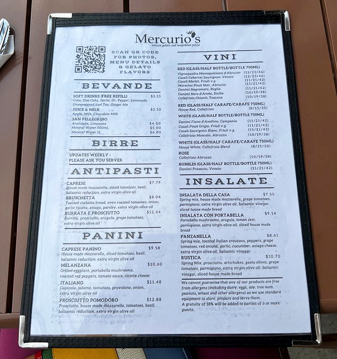 The menu reads like a love letter to Italian cuisine – antipasti, panini, insalate, and of course, those heavenly pizzas.