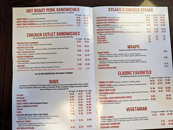 The menu board: where life-changing decisions are made daily. Each category promises a different path to sandwich nirvana.