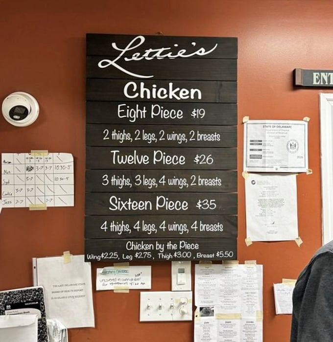 The chicken menu board tells you everything you need to know: this place takes its comfort food seriously, with mathematical precision that would make Colonel Sanders jealous.