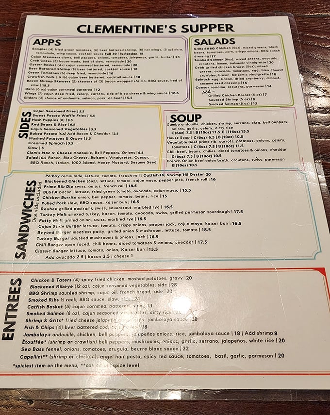 This menu isn't just reading material—it's a passport to New Orleans without the TSA pat-down or humidity hair.
