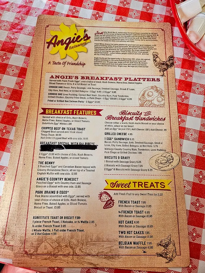 This menu isn't just a list of food; it's a roadmap to happiness. Note how "Sweet Treats" gets its own special corner.