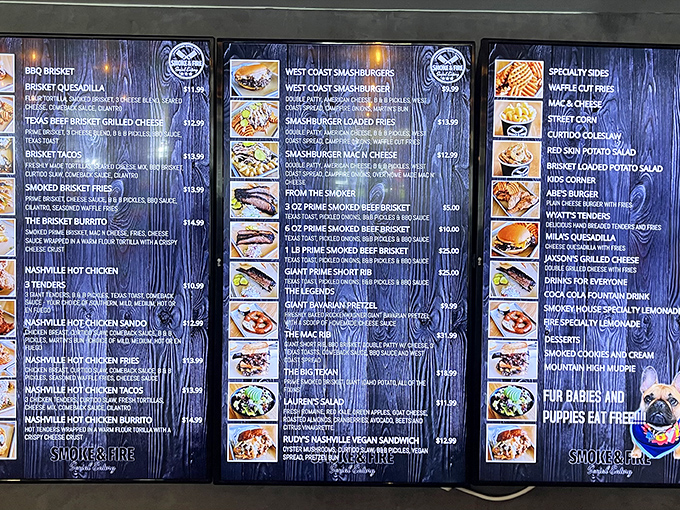 Decision paralysis never tasted so good – every option on this menu board leads to smoky satisfaction.