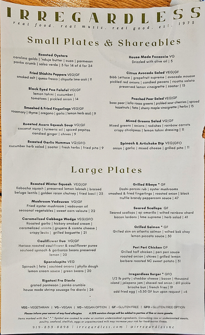 A menu that reads like a love letter to local ingredients, where even the most dedicated carnivore might be tempted by something called "Spanakopita."