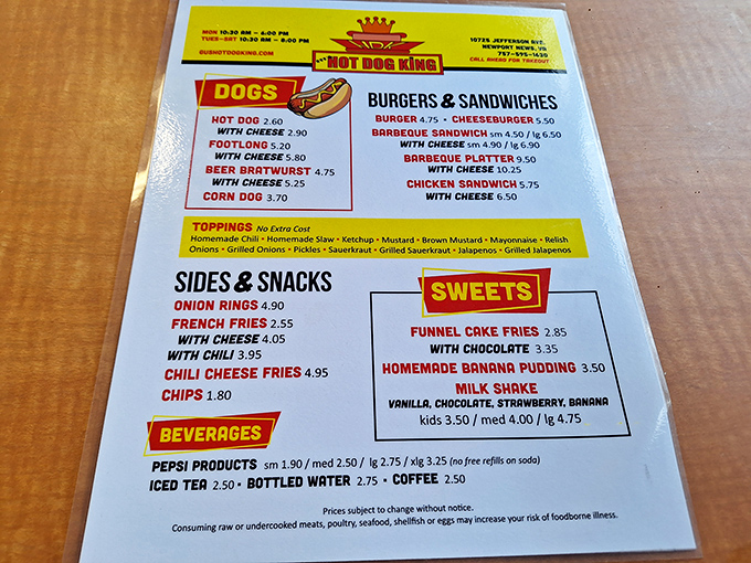 A menu that doesn't need fancy fonts or flowery descriptions. When you know your hot dogs this well, simplicity speaks volumes.