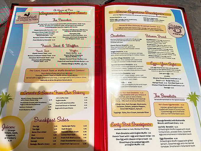 This menu isn't just reading material—it's a roadmap to happiness. The breakfast section alone could sustain you through an apocalypse.