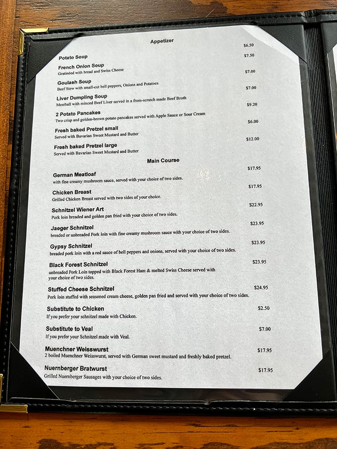 This menu isn't just a list of dishes—it's a roadmap to happiness with stops in Munich, Berlin, and flavor town.
