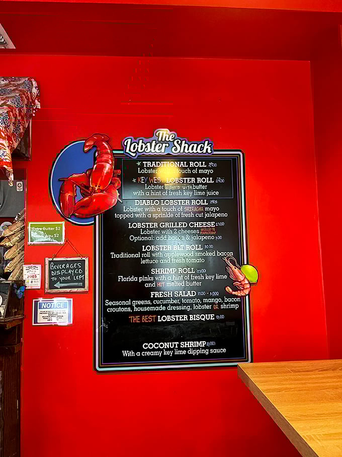 This menu board isn't just a list—it's a treasure map. X marks the spot where butter meets seafood in perfect harmony.
