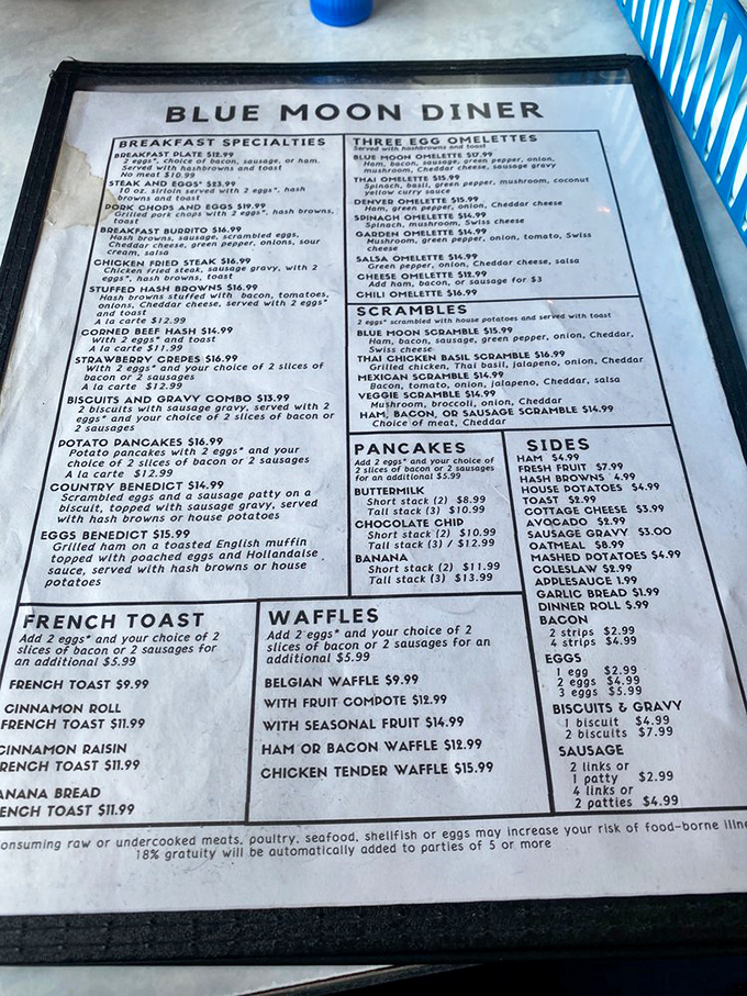 This menu isn't just a list of food—it's a roadmap to happiness. The breakfast section alone could keep you returning for weeks.